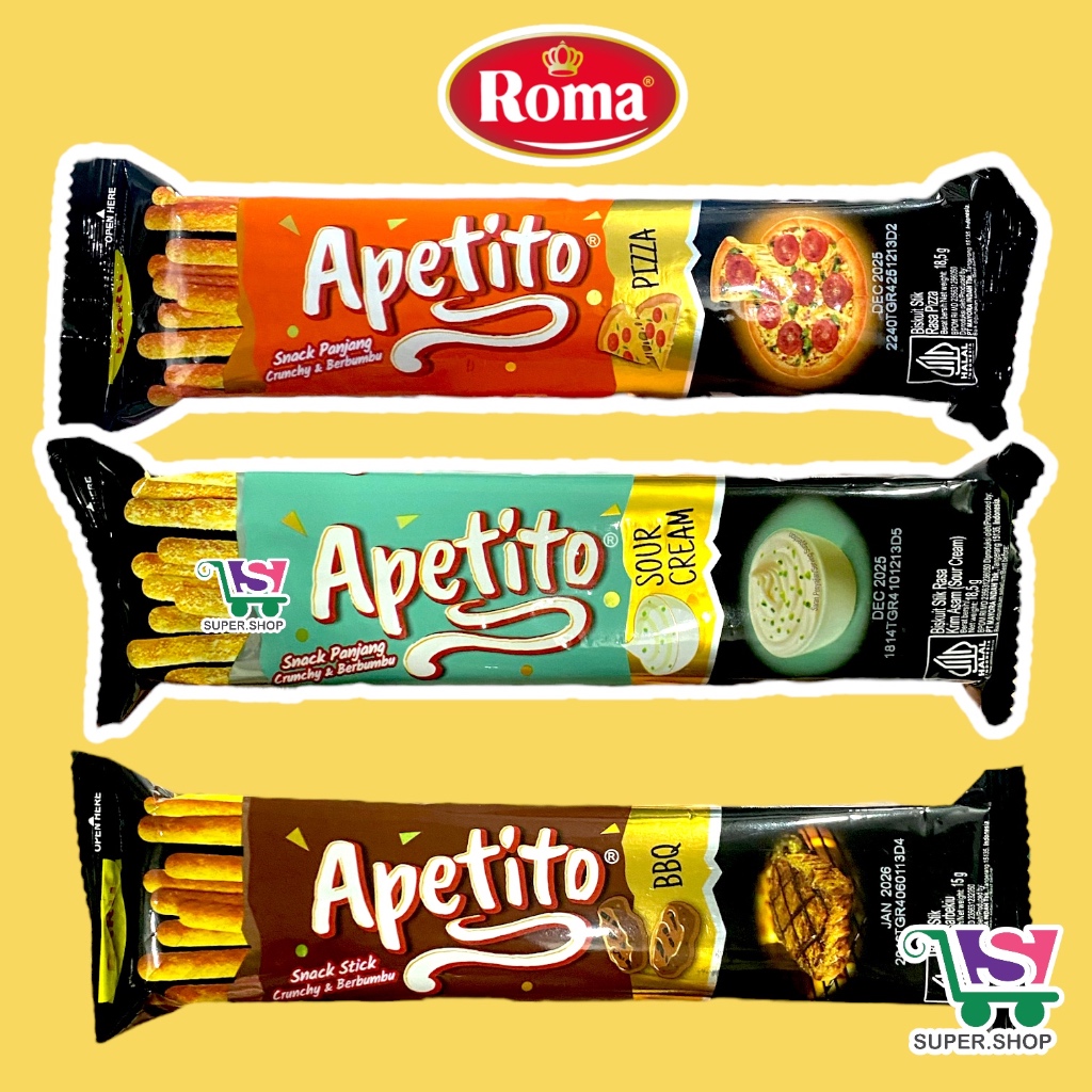 Jual Roma APETITO Biskuit Stik Tomato / BBQ 18,5 Gram | Shopee Indonesia