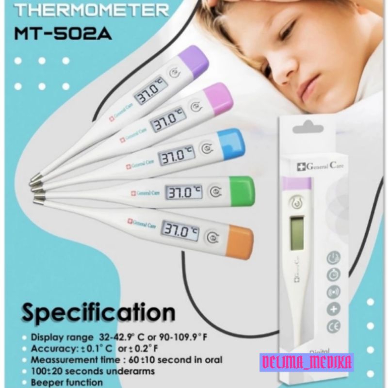 Jual Thermometer Digital General Care MT-502A Warna Pilihan Pink, Ungu ...