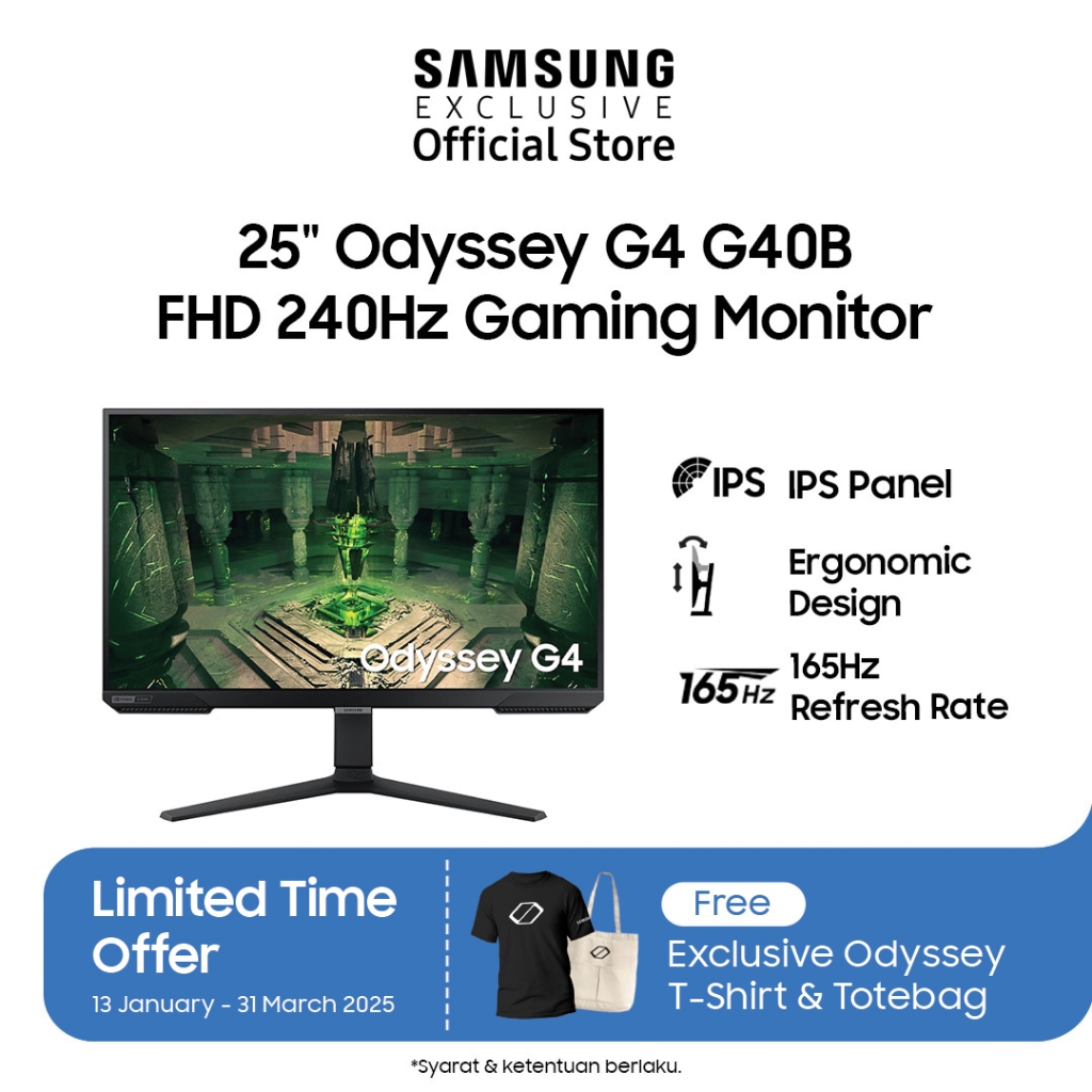 Jual Samsung 25" Odyssey G4 240Hz 1ms FHD HDR10 G-Sync Compatible ...
