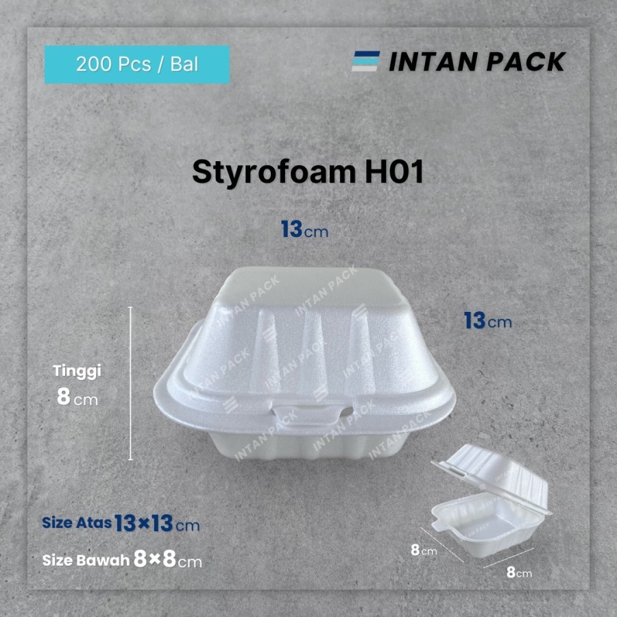 Jual Styrofoam Hamburger Kotak Lunch Box Makanan Stereofoam H01 ( 200 ...