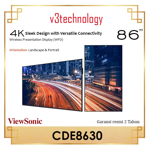 Jual Viewsonic CDE8630 Digital Signage 86" - 4K Wireless Presentation ...