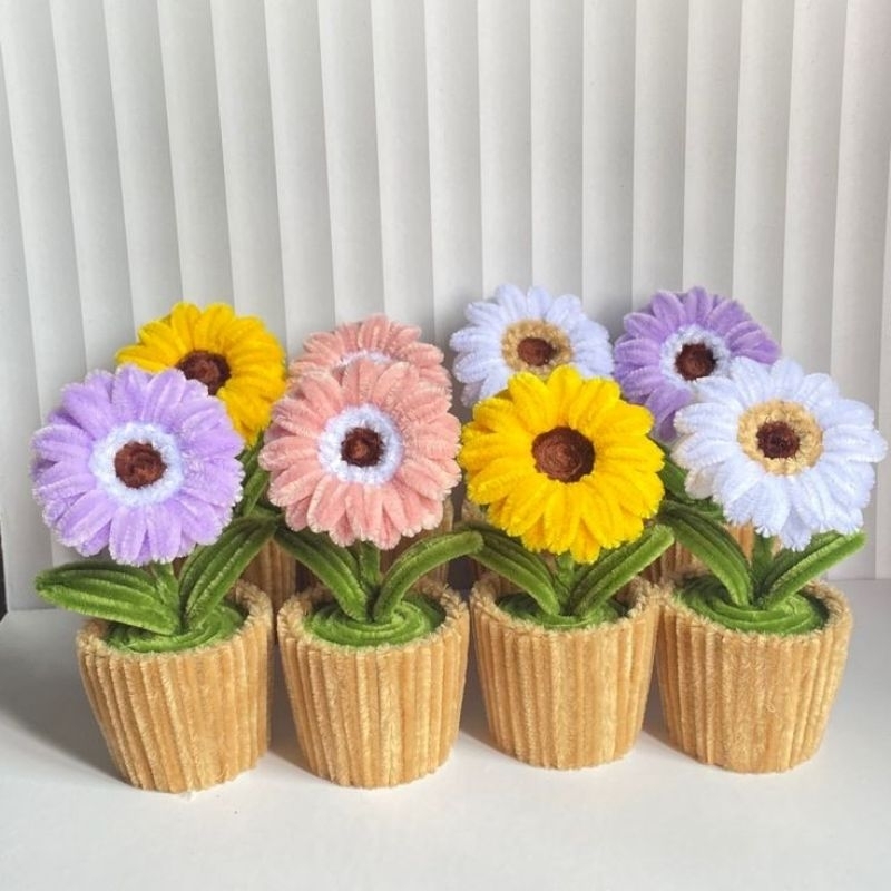 Jual Mini Pot Flower Pipe Cleaner/Bunga Kawat Bulu Pot Kecil | Shopee ...