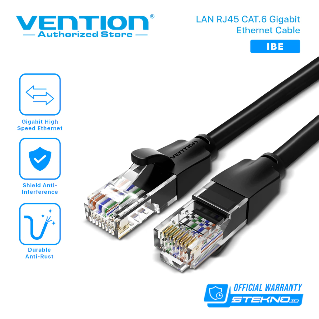 Jual Vention Kabel Lan Ethernet RJ45 Cat6 Cat 6 Gigabit UTP 1Gbps IBE IBK | Shopee Indonesia