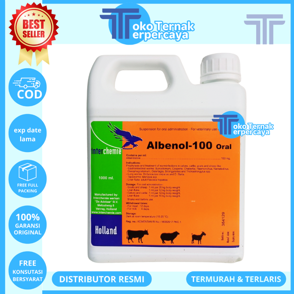 Jual ALBENOL 100 ORAL 1 LITER - Obat Cacing Sapi Cair - Obat Cacing ...