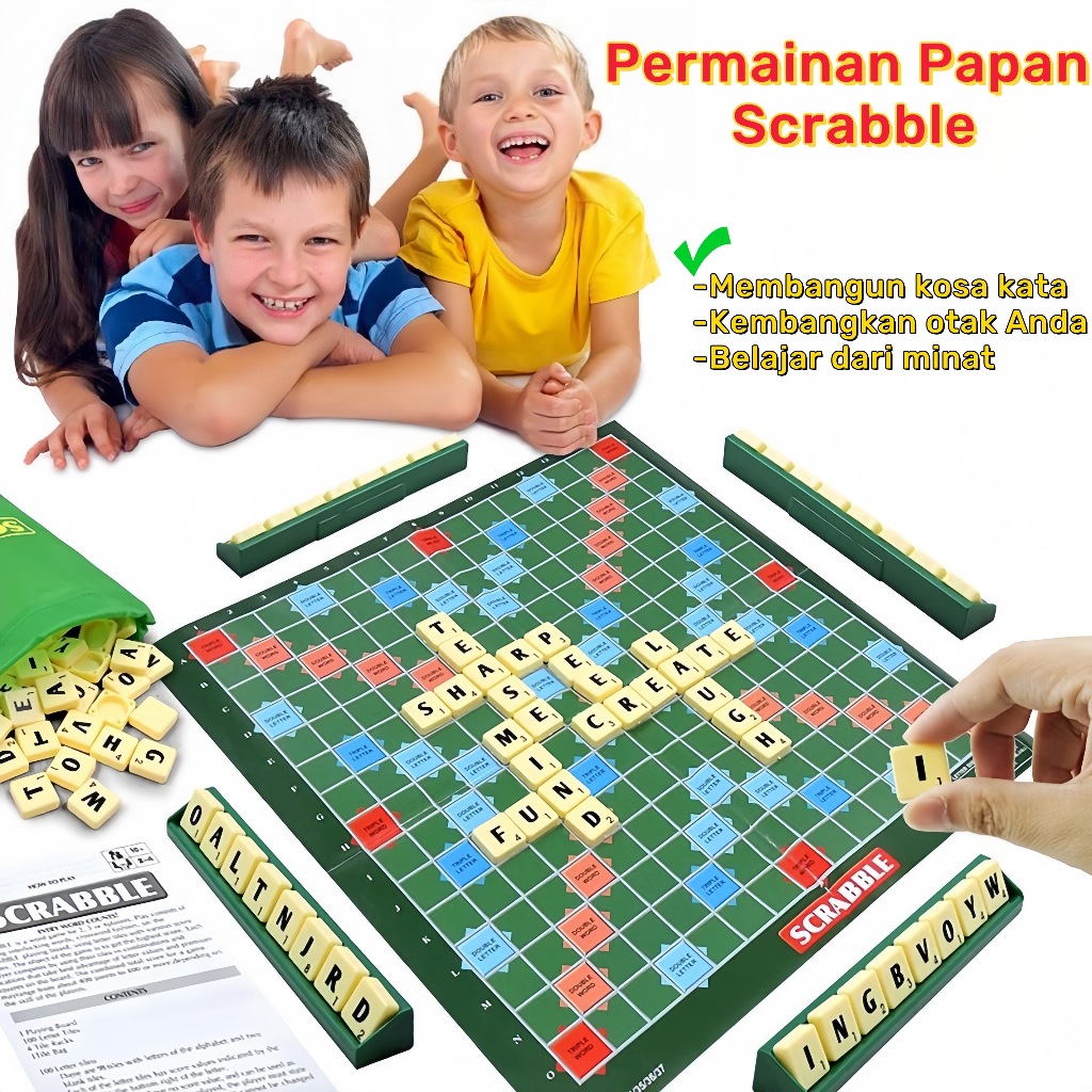 Jual Inggris Scrabble Board Game Mainan Anak Board Game Susun Kata ...