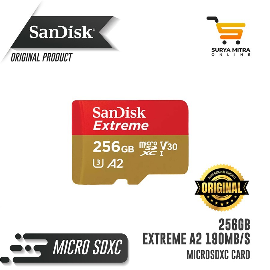 Jual SanDisk Extreme 256GB A2 190MB/s MicroSD Card for Mobile Gaming | Shopee Indonesia