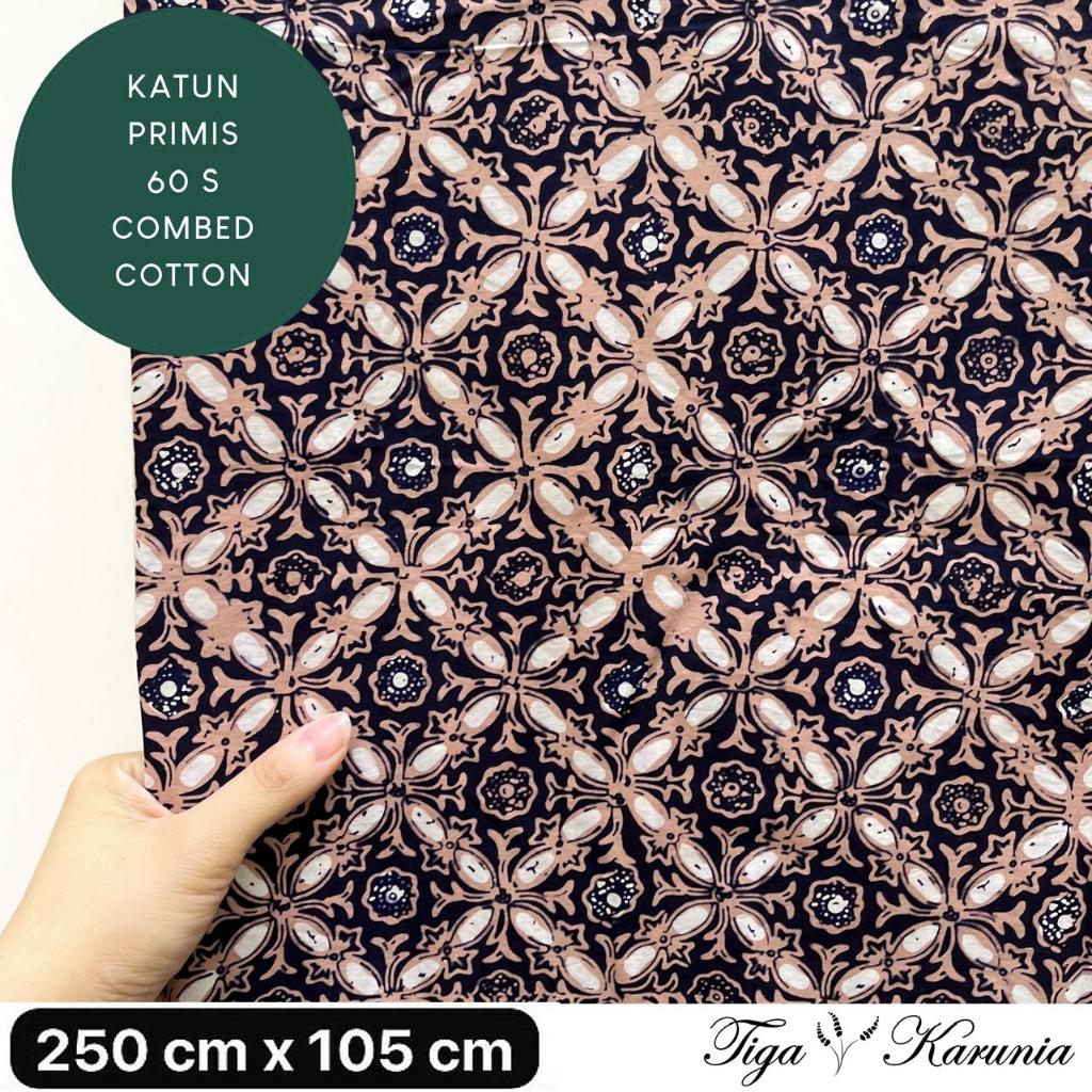 Jual Kain Batik Tulis Kombinasi Cap Premium Solo Kawung Bunga Navy ...