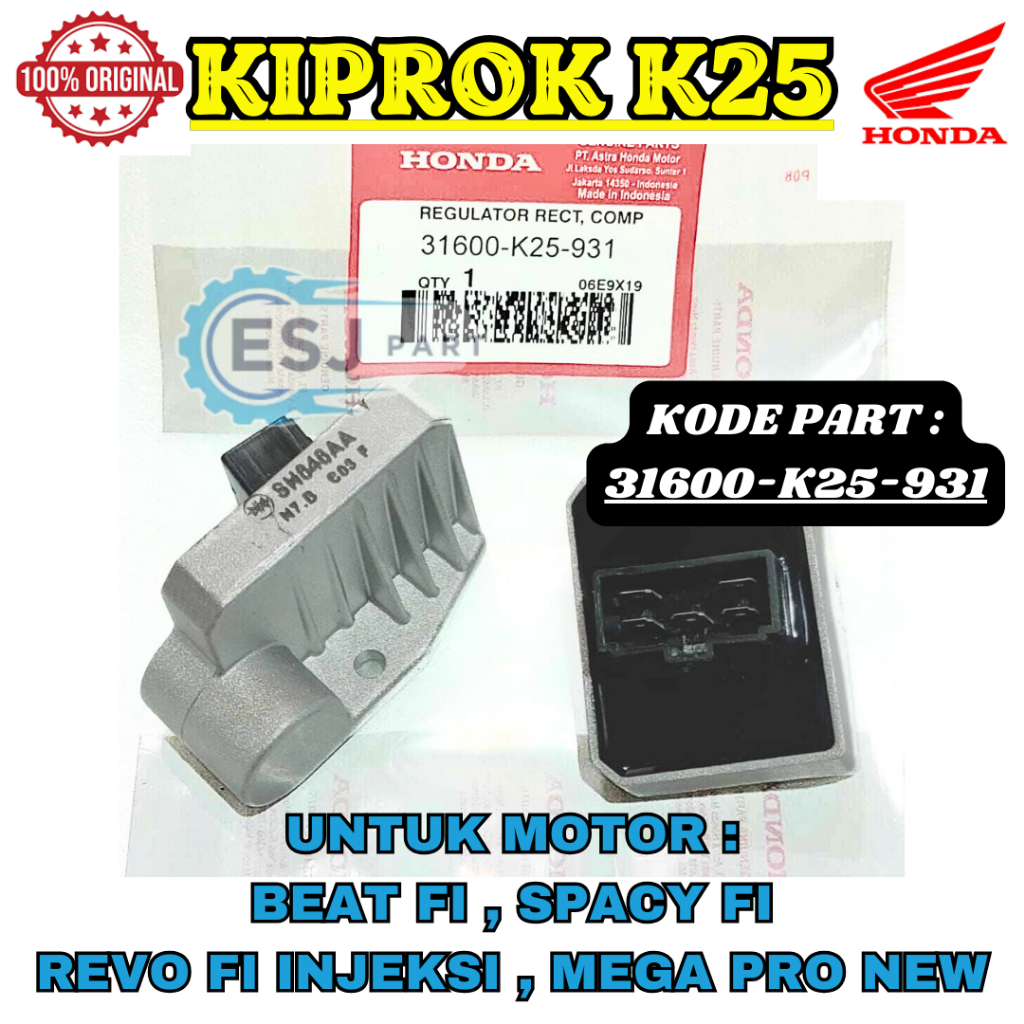 Jual KIPROK KODE-K25 ORIGINAL REGULATOR HONDA BEAT-SPACY-REVO FI ...