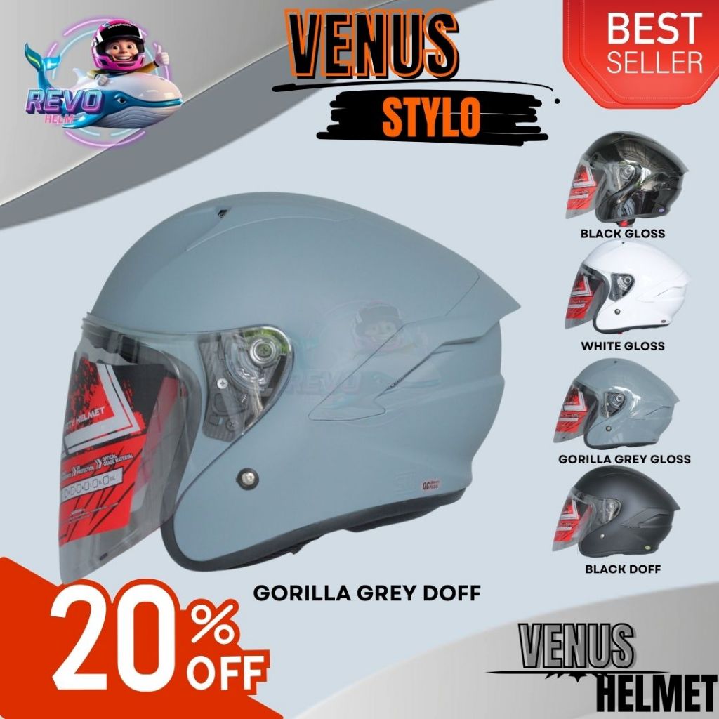 Jual HELM HALF FACE VENUS STYLO ORIGINAL, HELM HALF FACE ORIGINAL ...