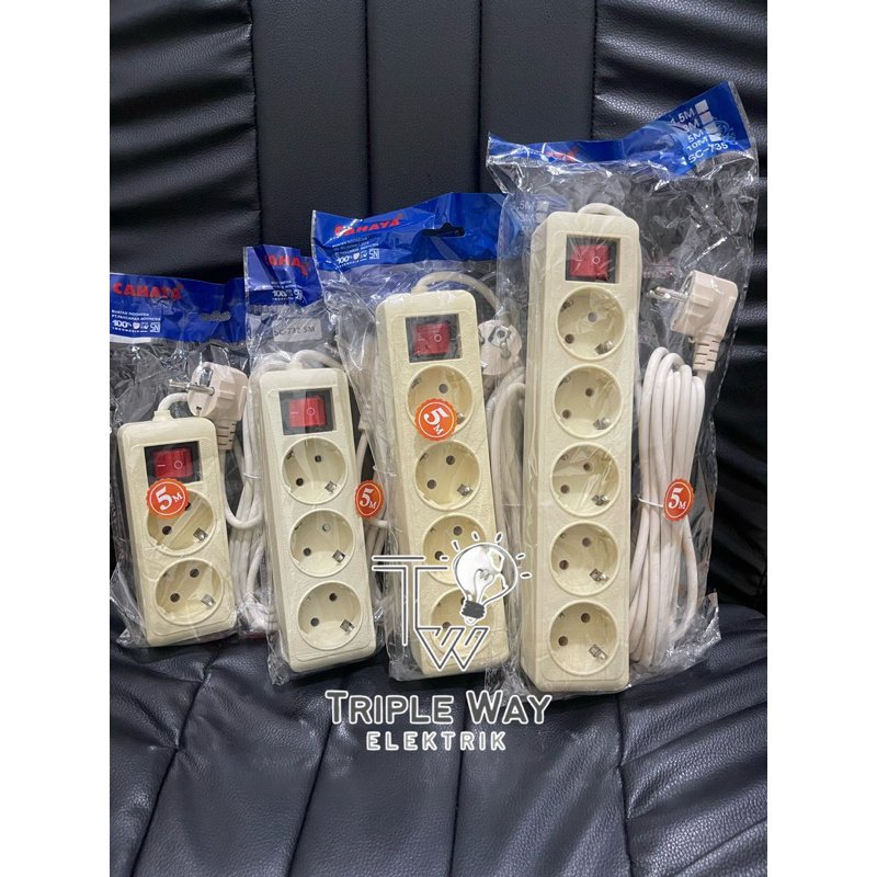 Jual stop kontak cahaya 2, 3, 4, 5 lubang kabel 3m 5m | Shopee Indonesia