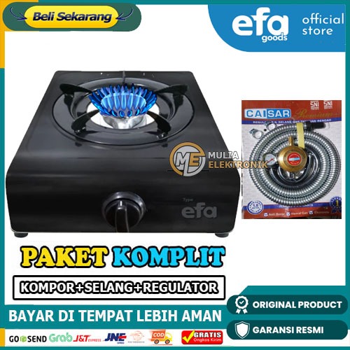Jual Kompor Gas SNI 1 Tungku Merk EFA GOODS WARNA TEFLON HITAM TEBAL PROMO PAKET + SELANG ...
