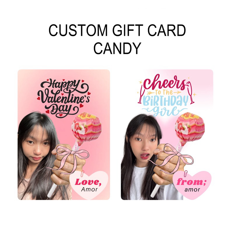 Jual Custom Valentine Card Candy, Birthday Card Candy, Lollipop card ...