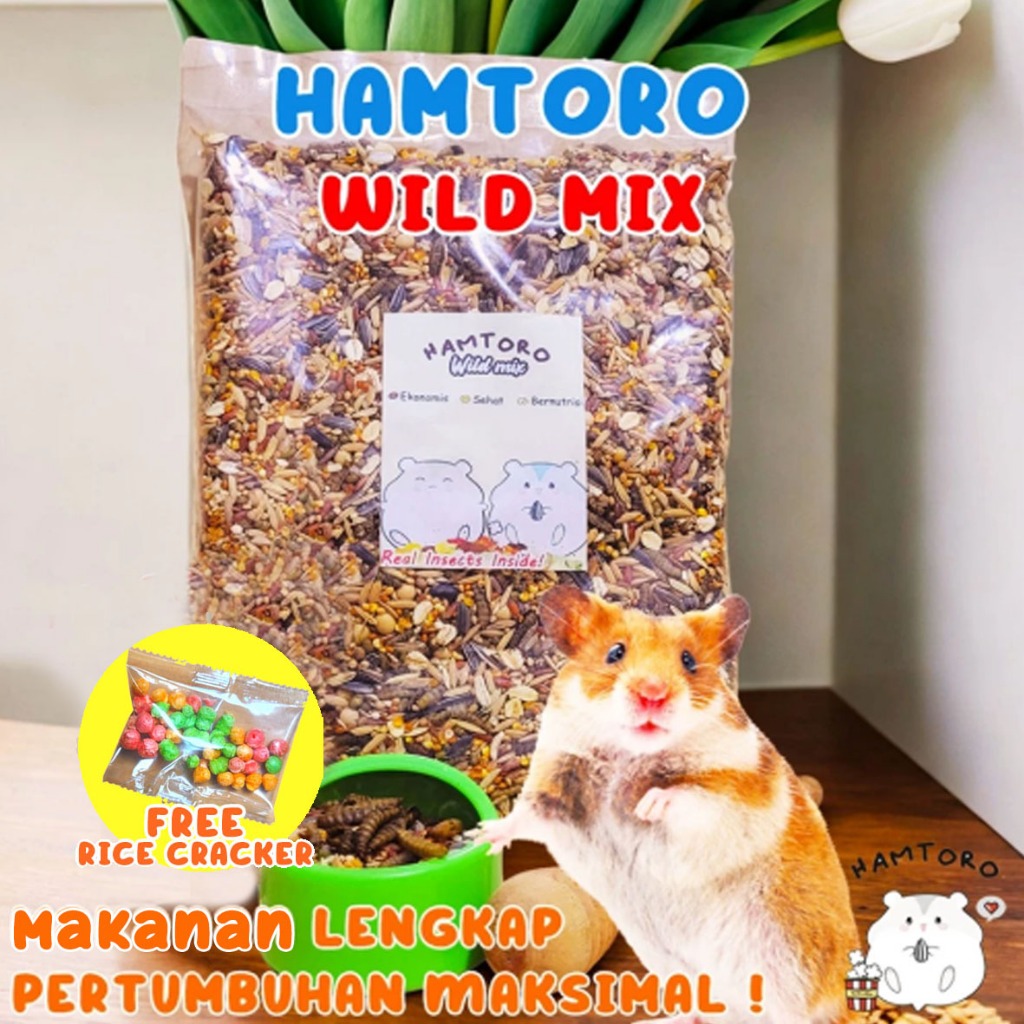 Jual Hamtoro WILDMIX with Mealworm Bonus RiceCracker Makanan Hamster 1 ...