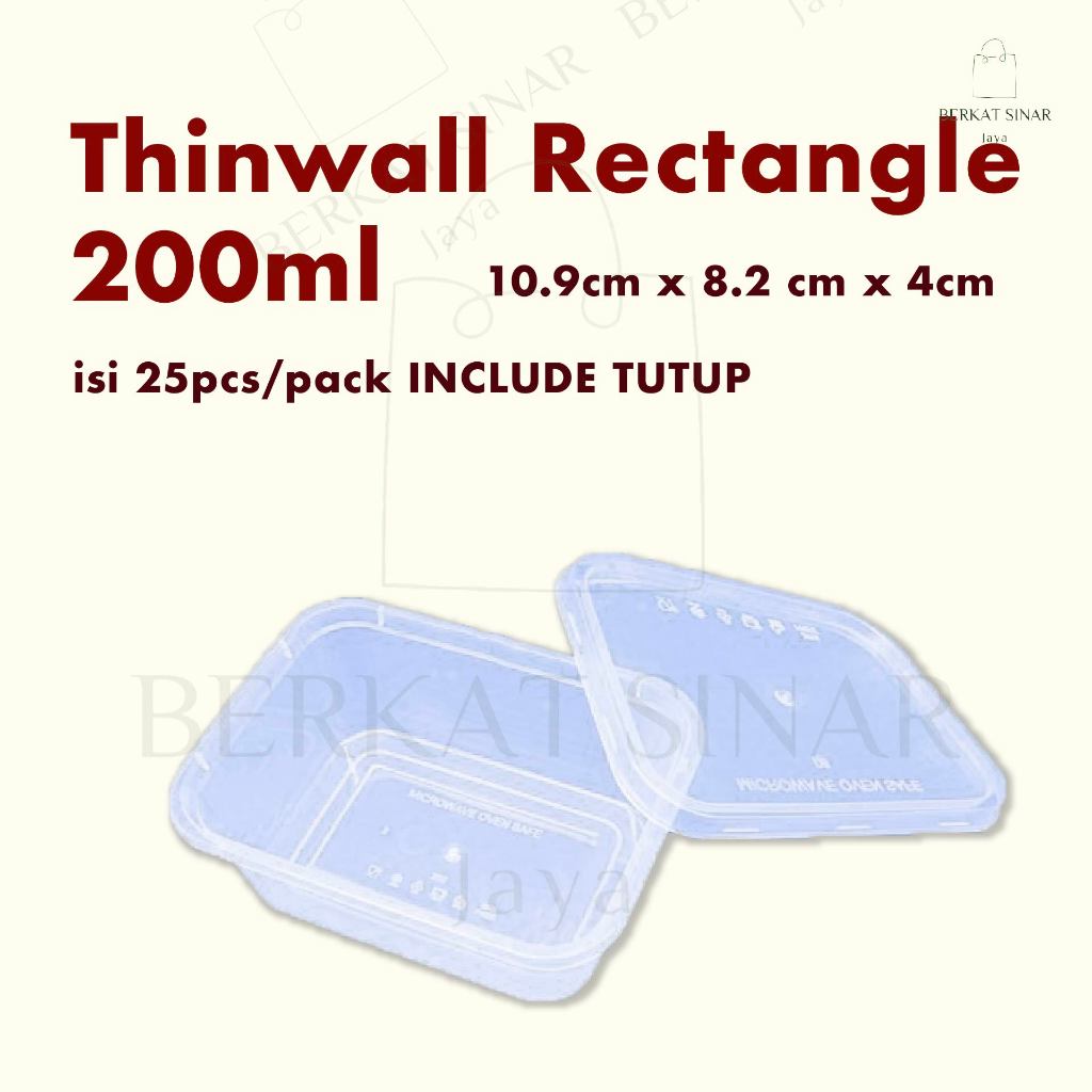 Jual Thinwall Rectangle / Persegi Panjang 200ml | Shopee Indonesia
