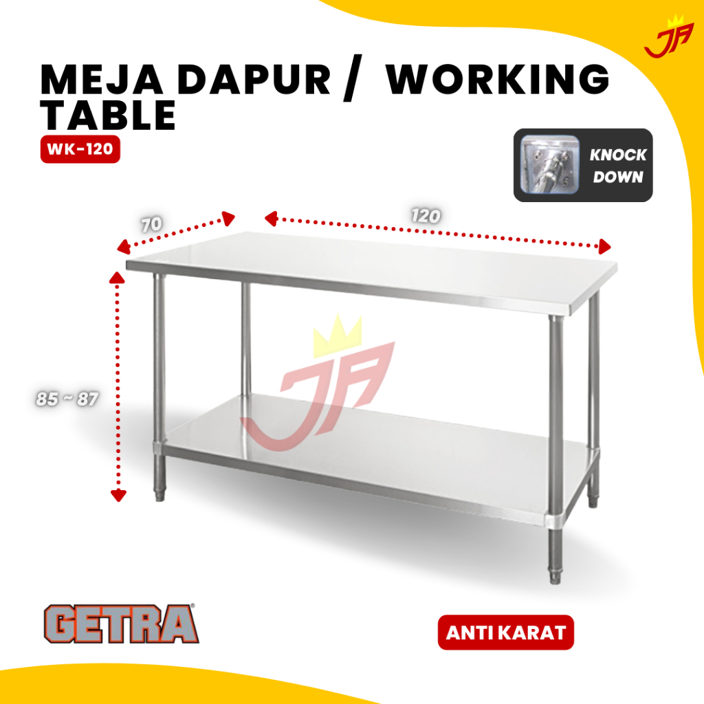 Jual GETRA Meja Dapur Stainless / GETRA S/S WORKING TABLE WK SERIES/WK ...