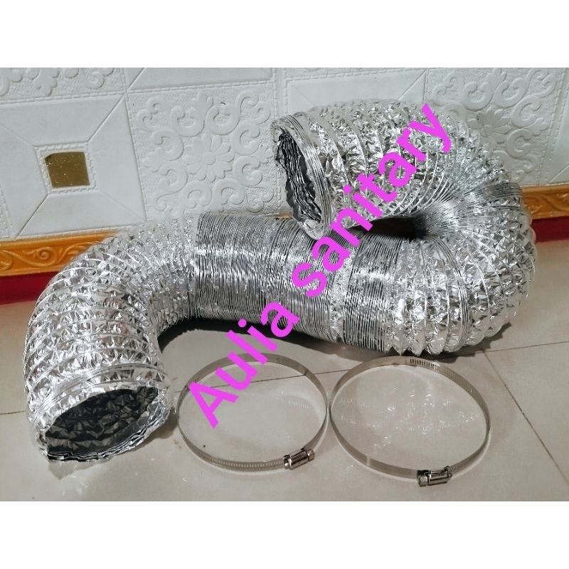 Jual pipa alumunium flexible ducting 12 inc+2 clam /pipa pembuangan ...