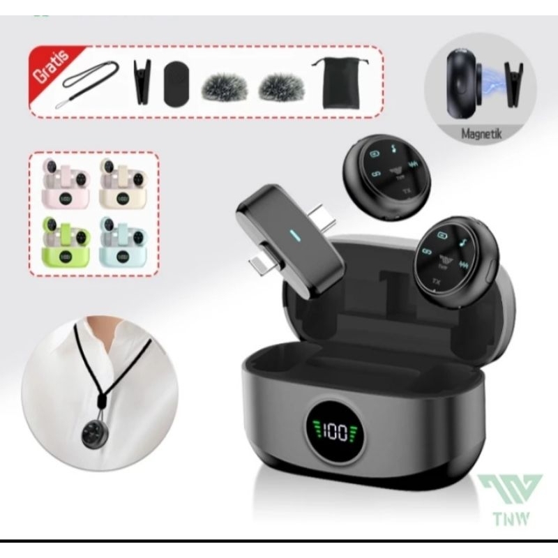 Jual Mikrofon Wireless tnw a37 2 in 1 dengan Klip Magnetik untuk HP ...