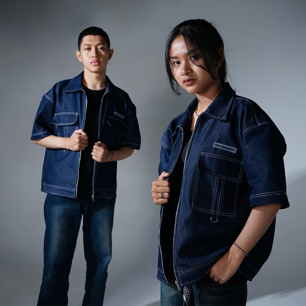 Jual BELIEVEDIAGEMSAE – Workshirt Raw Denim Labels Apricity | Shopee ...