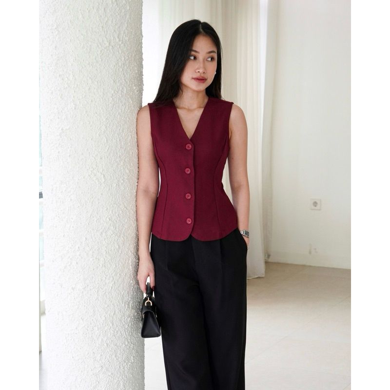 Jual (Daily Outfit)Vest Hitam Wanita Rompi Outer Aesthetic Terbaru ...