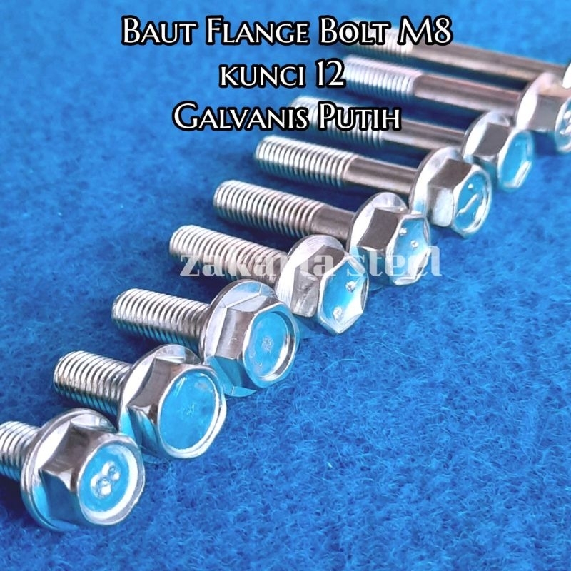 Jual BAUT FLANGE BOLT M8 KUNCI 12 PUTIH | Shopee Indonesia