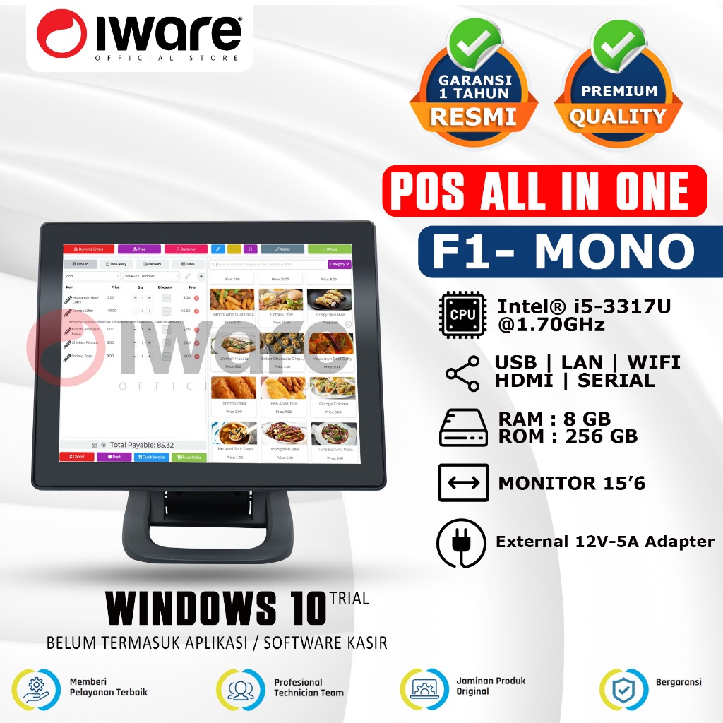 Jual Pos All In One Mesin Kasir Iware F1 Mono Core i5 Touchscreen System PC | Shopee Indonesia