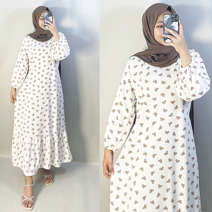 Jual CARLINA Gamis Pita Coquette Soft Knit Dress Panjang Wanita ...