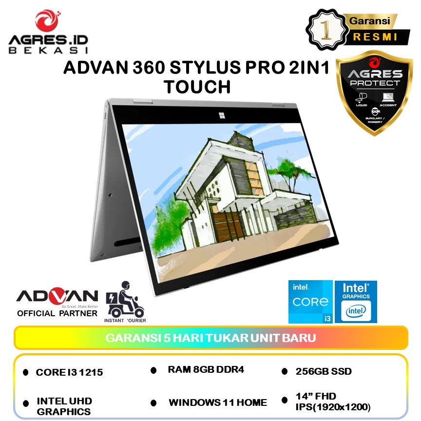 Jual Laptop ADVAN 360 Stylus Pro 2in1 I3 1215 8Gb 256Gb Win11 14.0Fhd ...