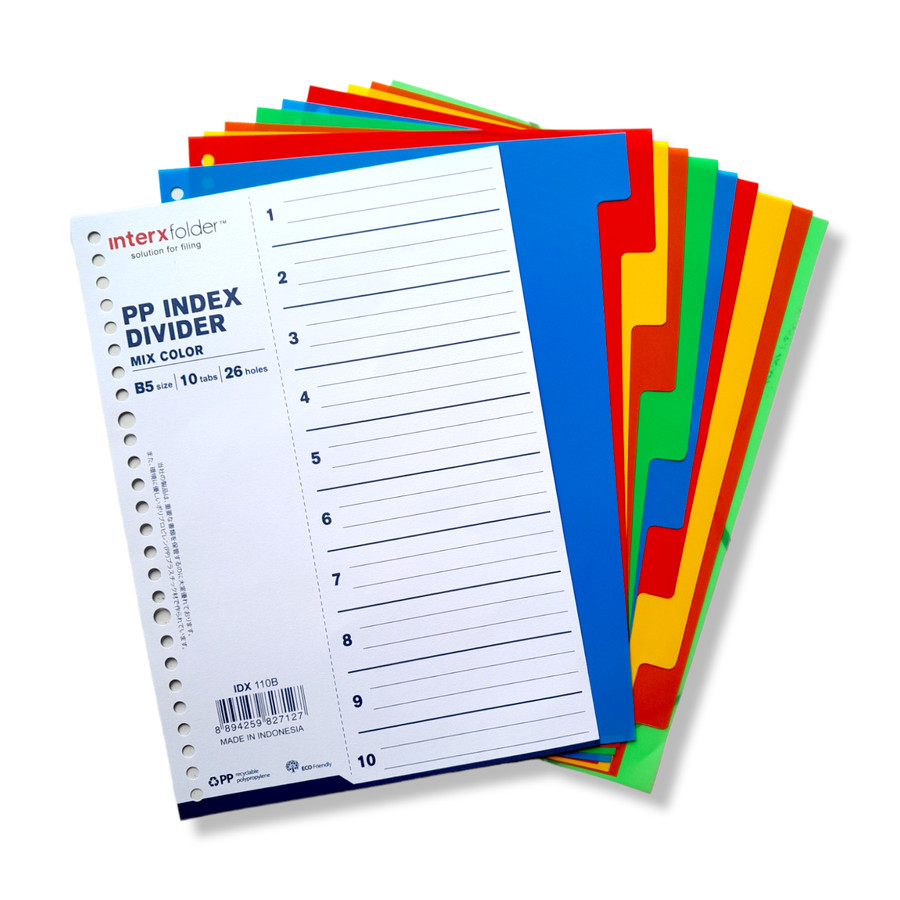 Jual PP Index Divider Mix Color InterxFolder / Pembatas Binder B5 /10 ...