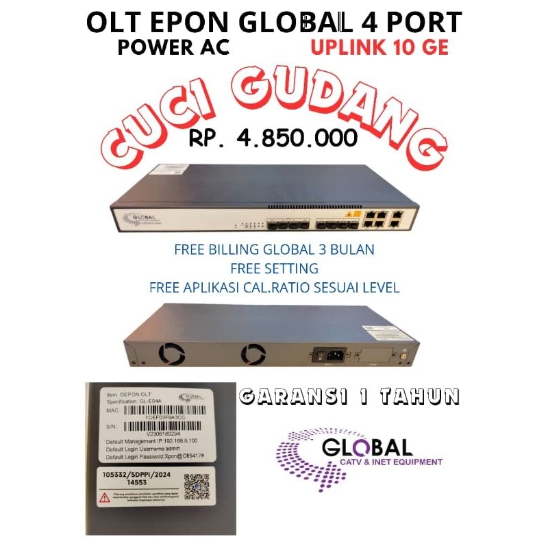 Jual OLT EPON 4 PORT PROMO AC POWER BY GLOBAL | Shopee Indonesia