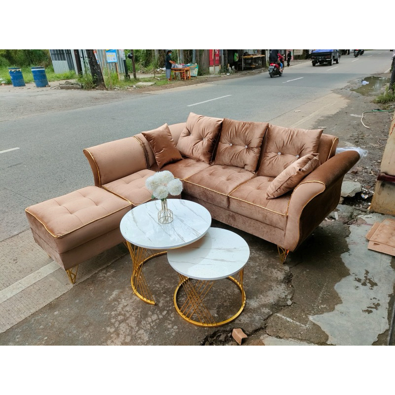 Jual Sofa Minang bahan foxy/ Sofa L minimalis modern | Shopee Indonesia