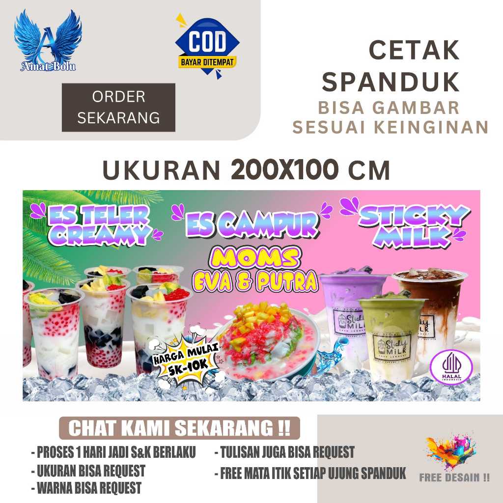 Jual Cetak Spanduk Banner Es teler ,Es Campur ,Sticky MILK Costom ...