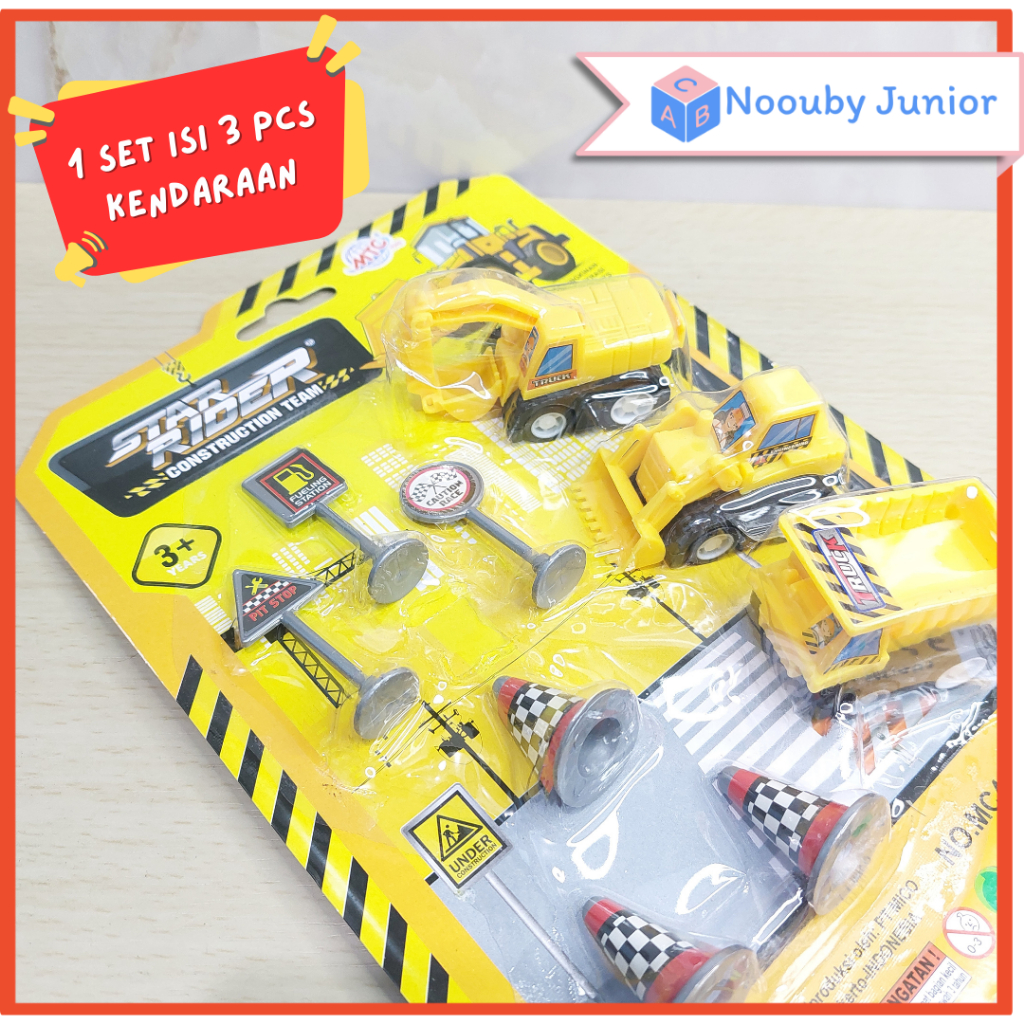 Jual NOOUBY Set Mainan Mobil Konstruksi Mini 3 PCS - Ekskavator ...