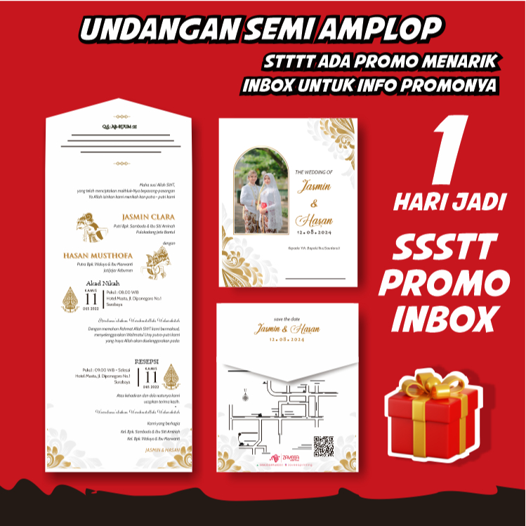 Jual Undangan pernikahan semi amplop murah sehari jadi undangan nikah ...