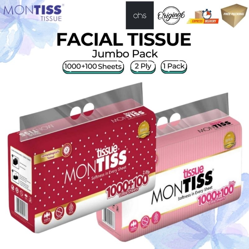 Jual TISSUE MONTISS FACIAL 1000 +100 SHEET GRAM 1100 TISU MONTIS ...