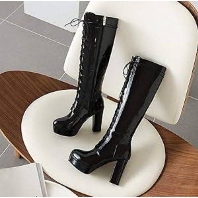 Jual Sepatu boots wanita chunky platform heels gothic y2k emo rock ...