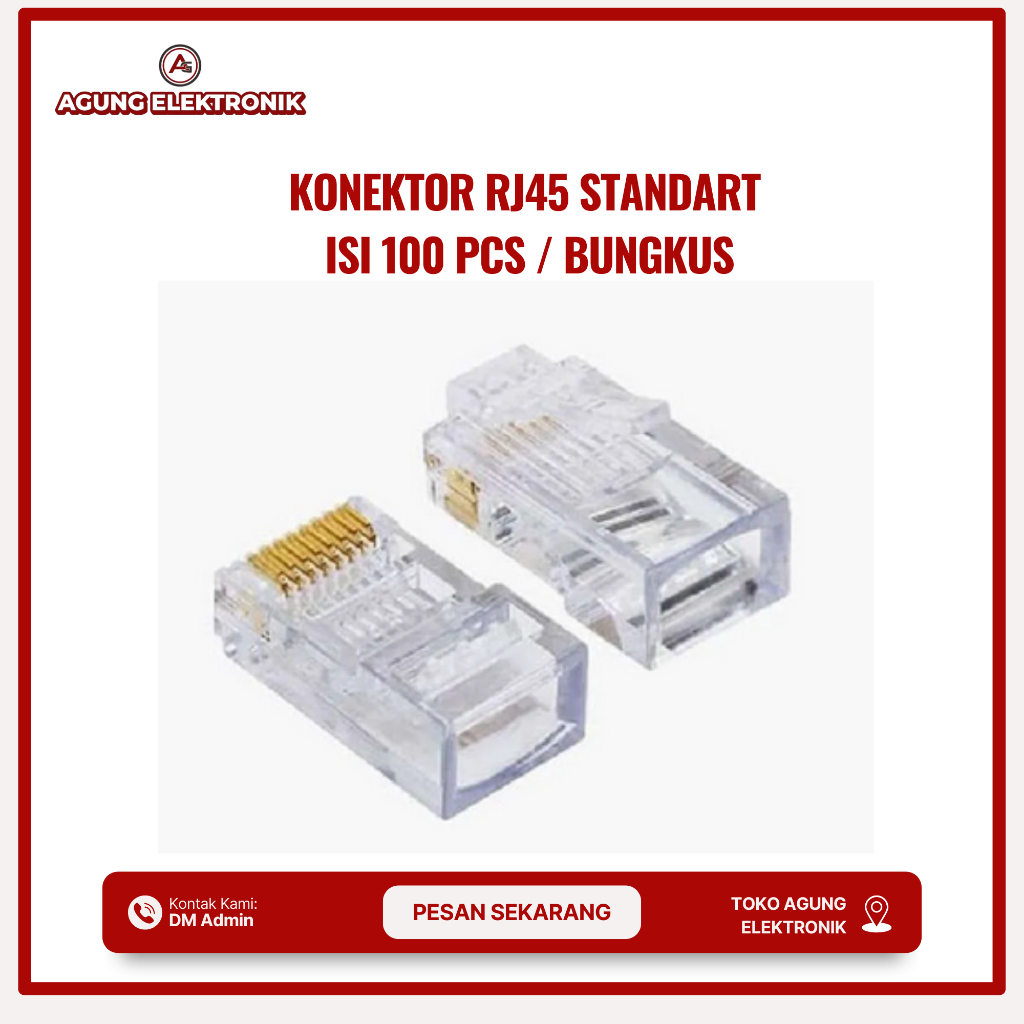 Jual Connector Rj 45 Konektor Rj45 Standart isi 100 PCS / BUNGKUS ...