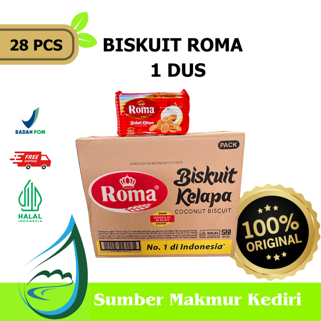 Jual BISKUIT ROMA KELAPA 1 DUS ISI 28 PCS - Kediri | Shopee Indonesia