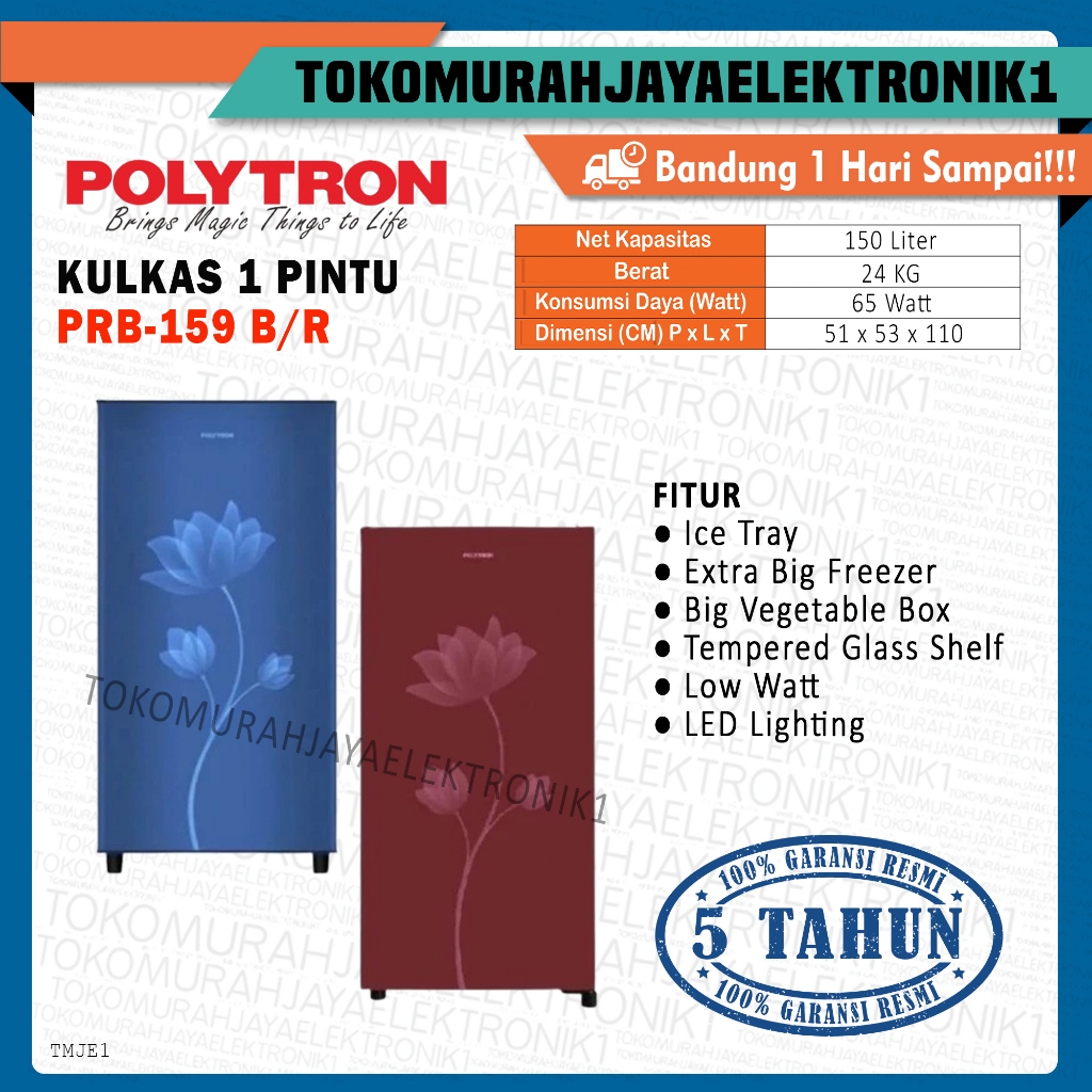 Jual KULKAS 1 pintu lemari es 1 pintu 150 liter kulkas polytron prb 159 GARANSI RESMI | Shopee ...