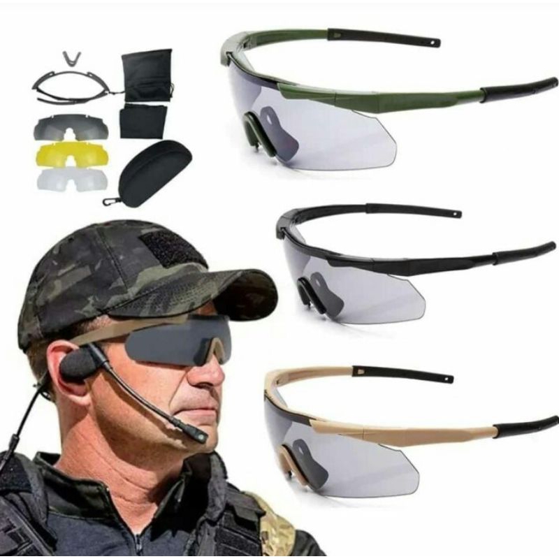 Jual kaca mata outdoor swat tactical 3 lensa | Shopee Indonesia