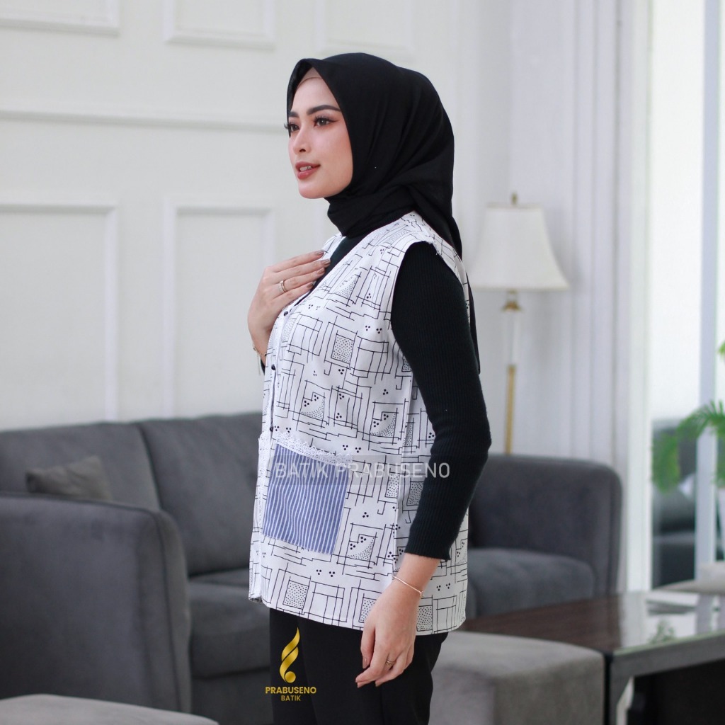 Jual VEST SKETSA PUTIH KALANATA SERIES by BATIK PRABUSENO | Shopee ...