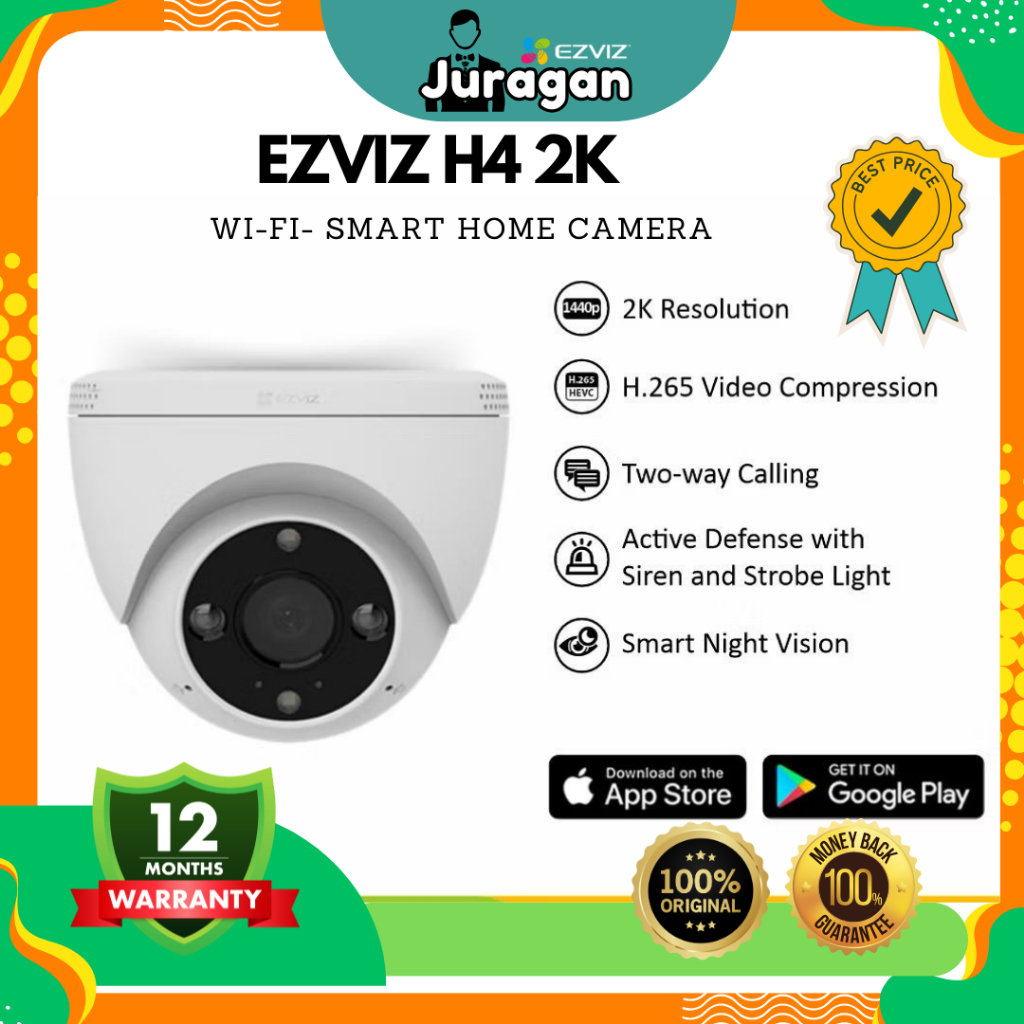 Jual Ezviz H4 2K 3MP Wi-Fi Smart Home IP Camera CCTV Outdoor | Shopee Indonesia