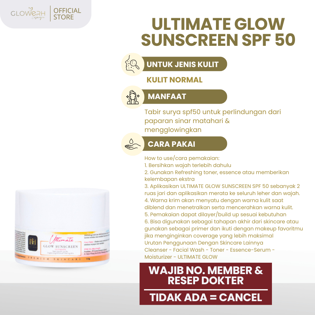 Jual GLOWERH Ultimate Glow Sunscreen - SPF 50 | Shopee Indonesia
