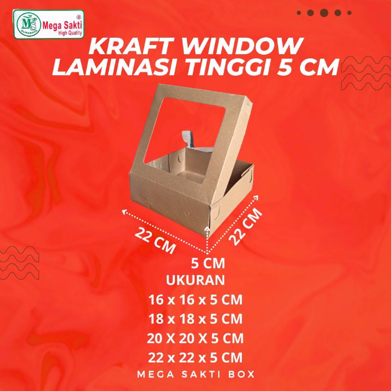 Jual (ISI 1 PCS) DOS / DUS KUE KRAFT WINDOW LAMINASI TINGGI 5 CM UK 16 ...