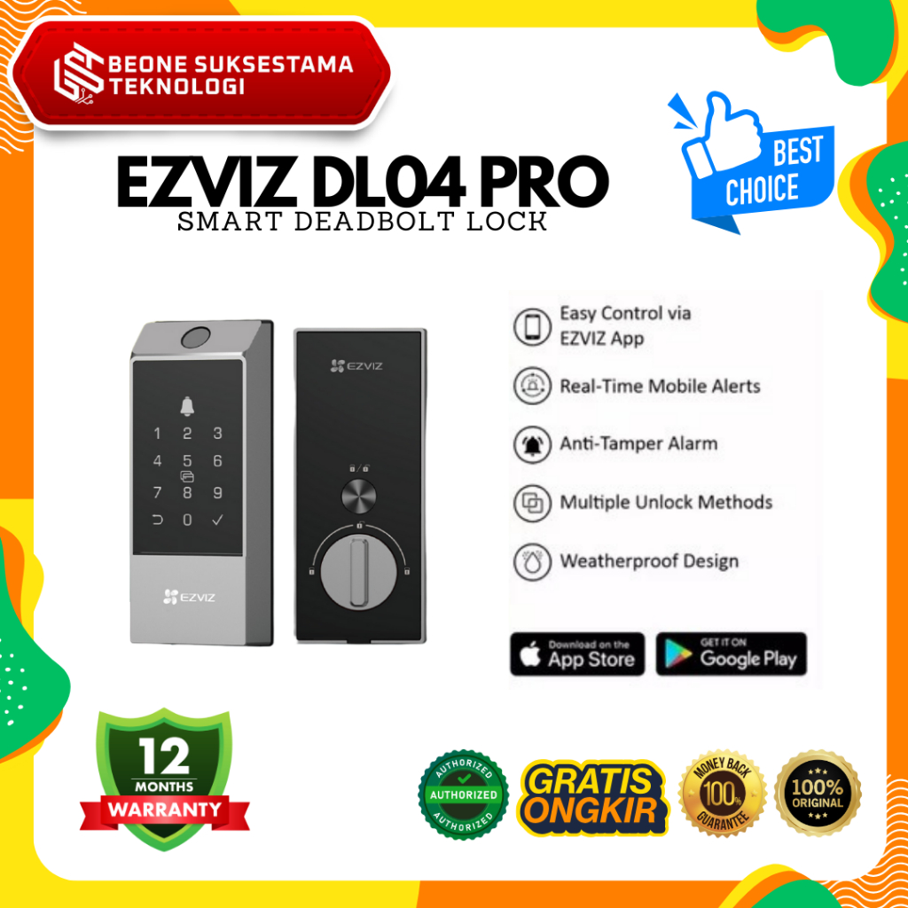 Jual EZVIZ DL04 PRO Smart Deadbolt Lock Smart Doorlock | Shopee Indonesia