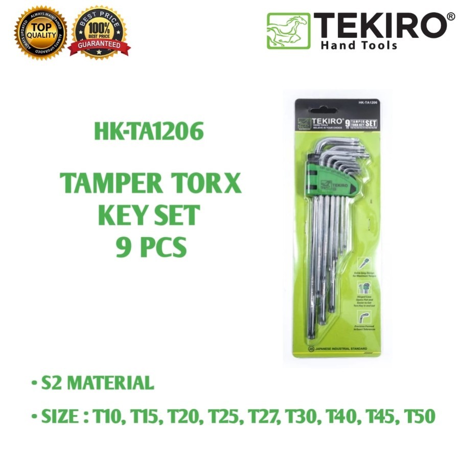 Jual TEKIRO HK-TA1206 Kunci L Set Bintang Panjang 9 Pcs Lubang Tamper Torx Kunci L Bintang Set 9 ...