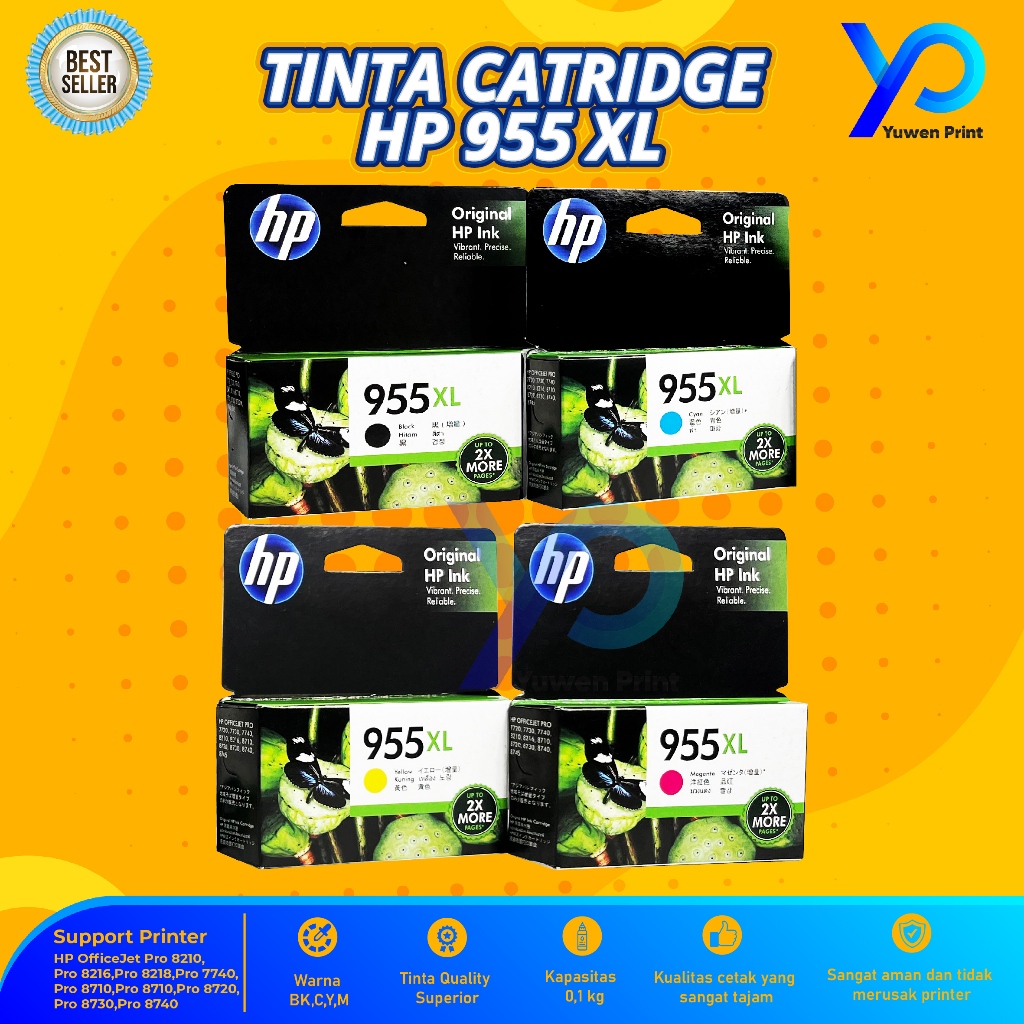 Jual Tinta Cartridge HP 955XL Untuk Printer Pro 8210 8216 8218 7740 ...