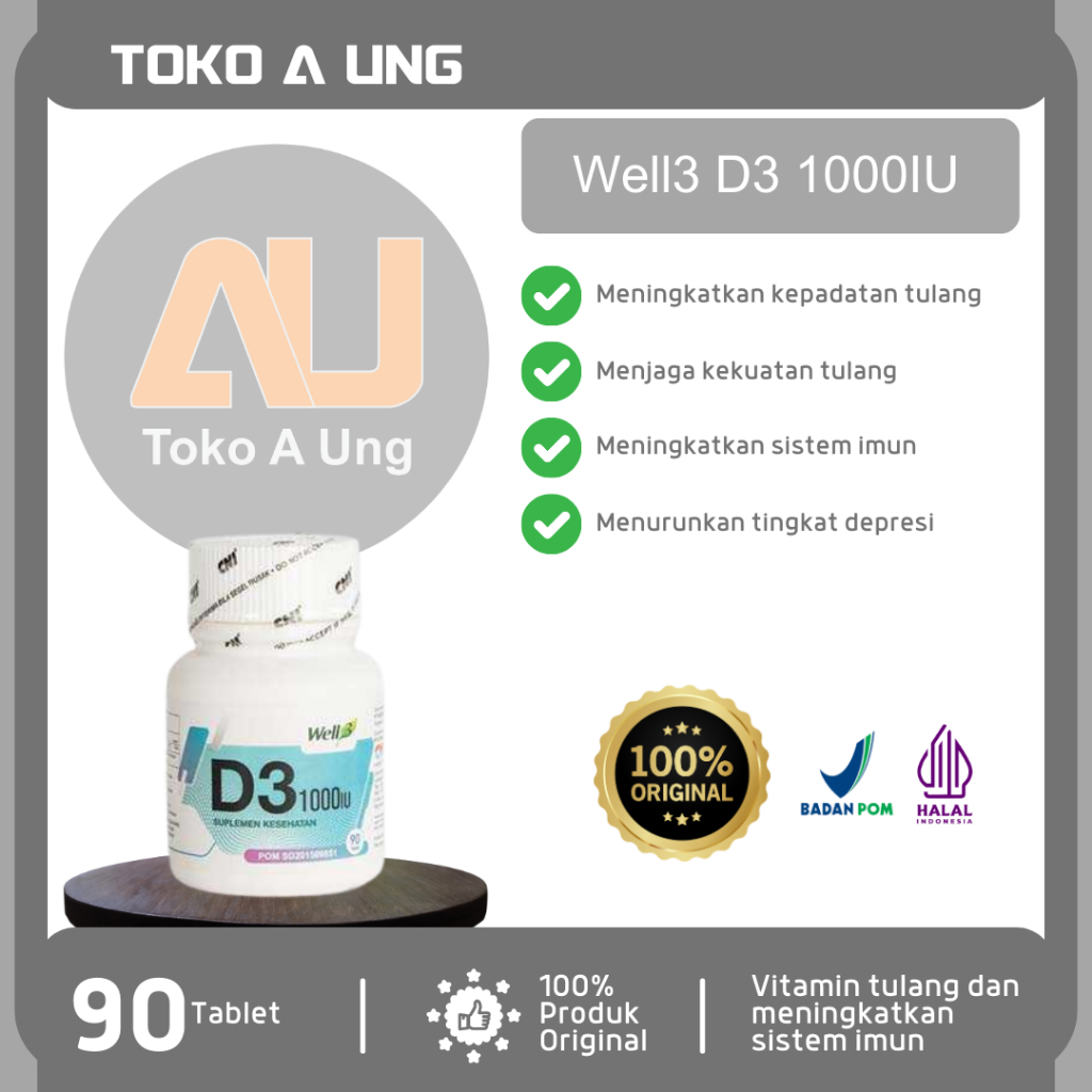 Jual Well3 D3 1000 IU 90 Tablet Tingkatkan Kekuatan Tulang dan Otot Serta Menguatkan Imunitas ...