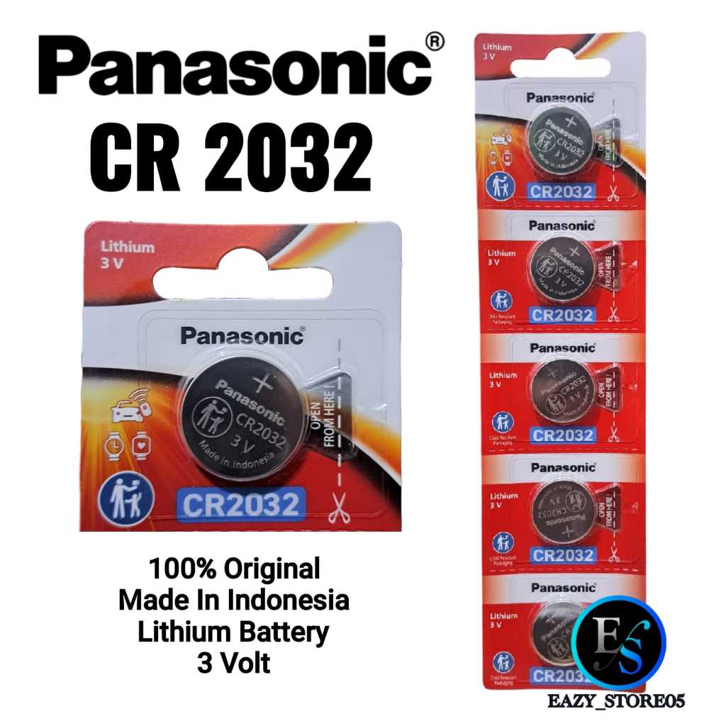 Jual Baterai CR2032 3V Panasonic Original Made In Indonesia Batre CMOS CR 2032 Lithium Battery ...