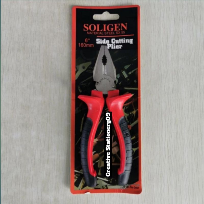 Jual SOLIGEN Tang Kombinasi 6" / Side Cutting SOLIGEN Gagang Karet 6 ...