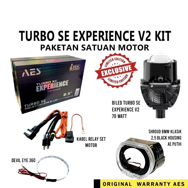 Jual PAKETAN MOTOR BILED AES TURBO V2 SE FLAT 2,5 INCH 60 WATT PAKET ...